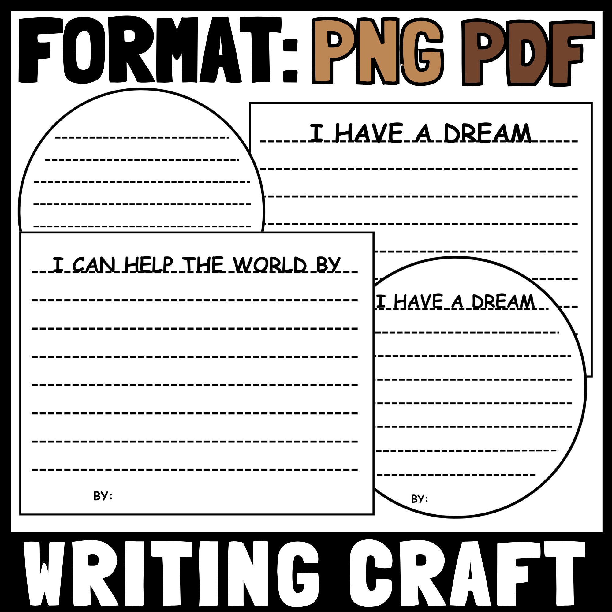Martin Luther King Jr Writing Craft Martin Luther Day Activity for Kids ...