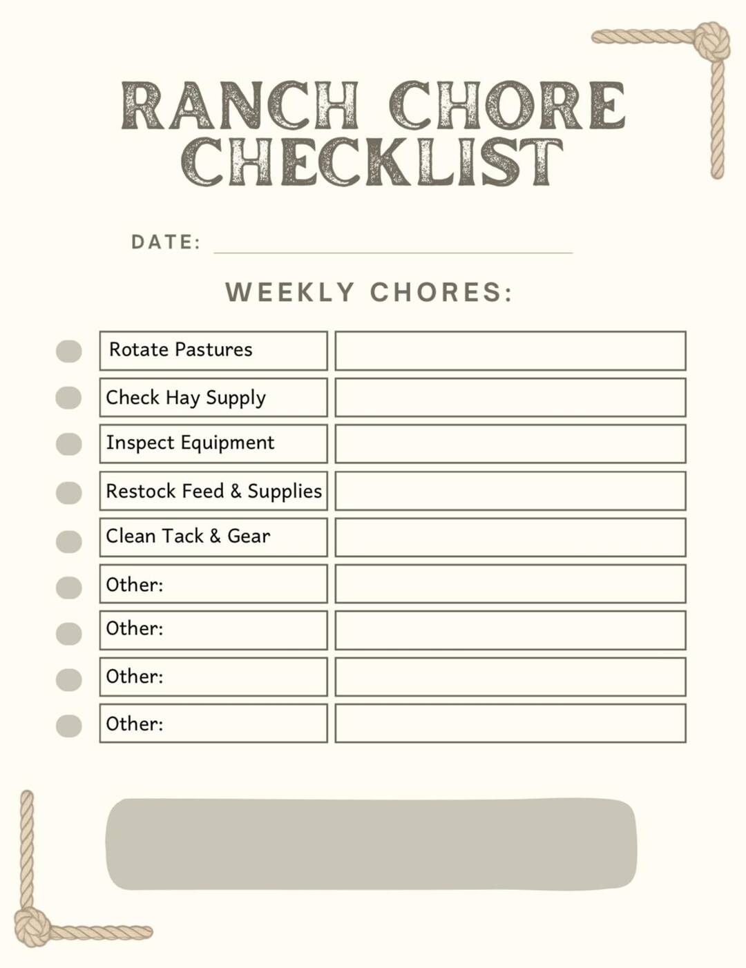 Ranch Chore Checklist Printable - Rustic Weekly Ranch To-do List ...