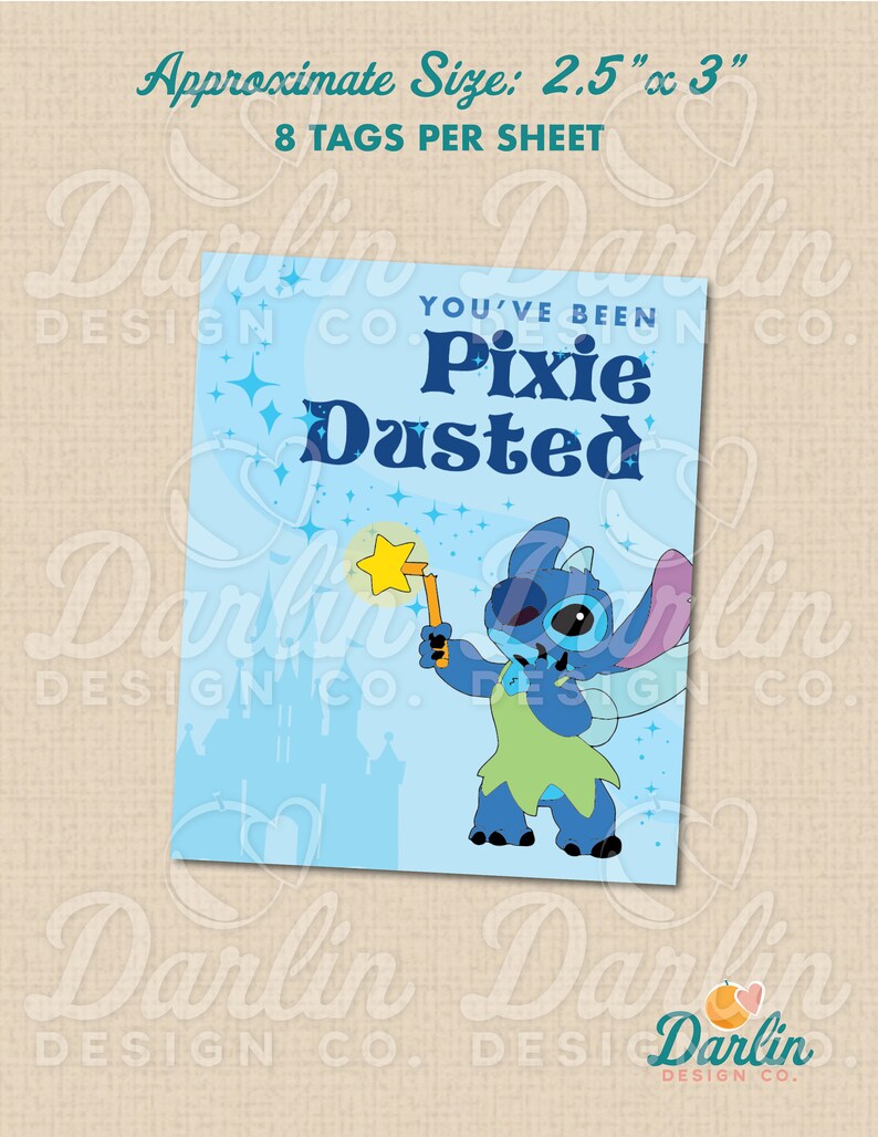 Stitch Pixie Dust Gift Tags You've Been Pixie Dusted - Etsy