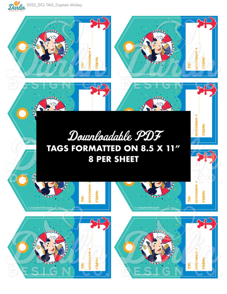 DCL Fish Extender Gift Tag Captain M Digital Download - Etsy