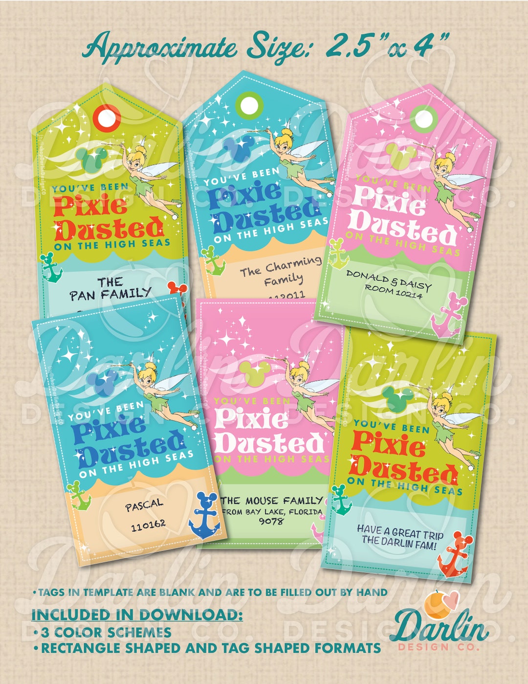 Pixie Dust Gift Tags - Tropical Color Scheme - You've Been Pixie Dusted on the High Seas ...