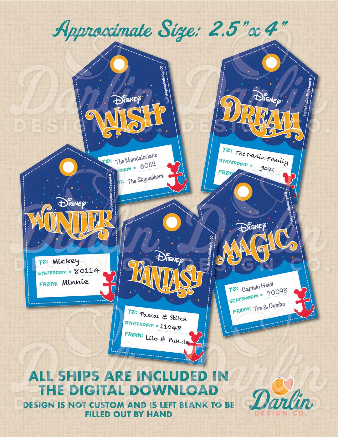 Magical Cruise Ship Gift Tag All 5 Ships Included in Digital Download ...