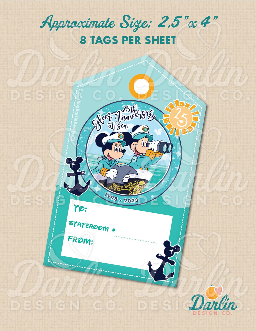 DCL Fish Extender Gift Tag - Captains Mickey and Minnie 25th ...