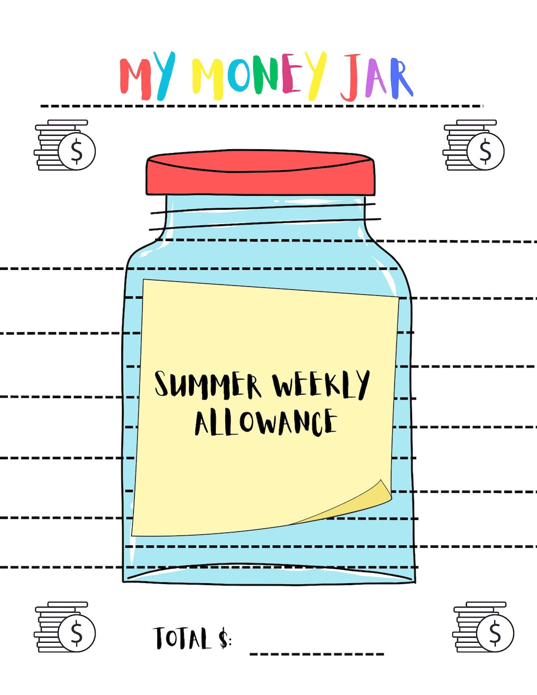 My Money Jar for Kids - Etsy