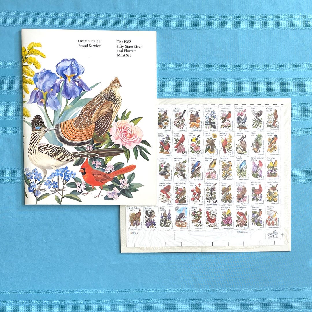 Vintage Postage Stamps Fifty State Birds and Flowers Mint Set 1982 - Etsy