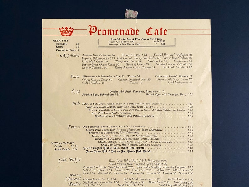 Vintage Menu Promenade Café Rockefeller Plaza New York English Grill ...