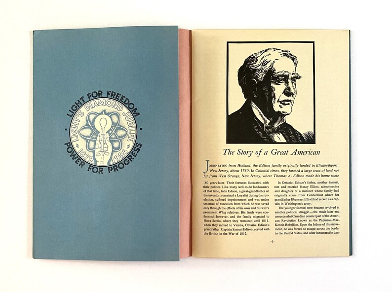 Vintage Thomas Edison Illustrated Booklet Thomas Alva Edison Lights ...