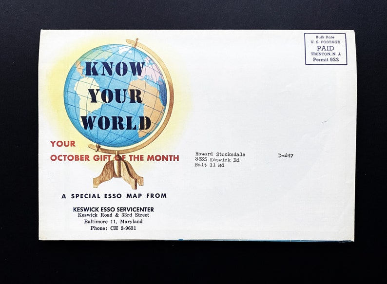 Vintage Map Esso Know Your World Map 1958 - Etsy