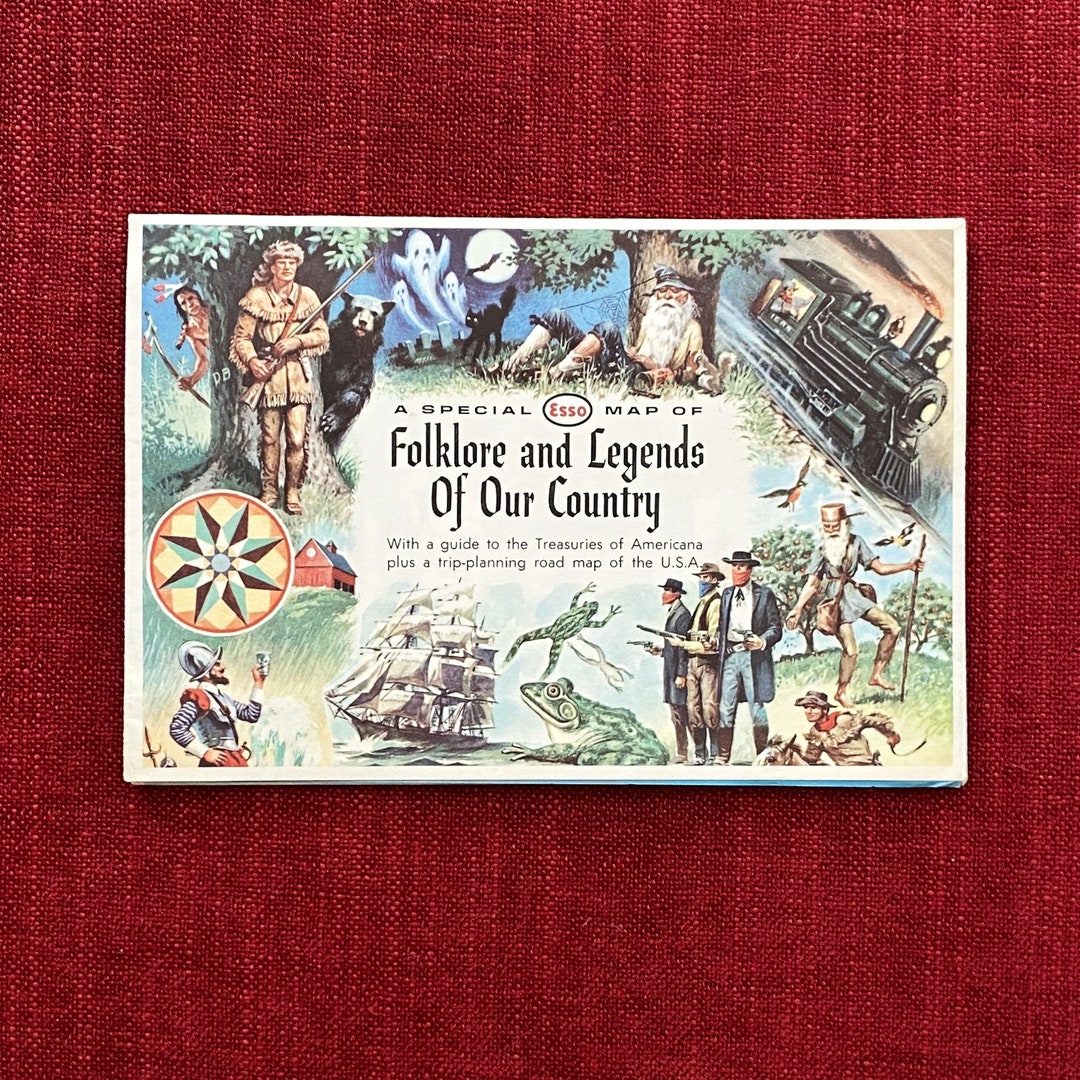 Vintage Map Americana Folklore and Legends of Our Country 1960 - Etsy