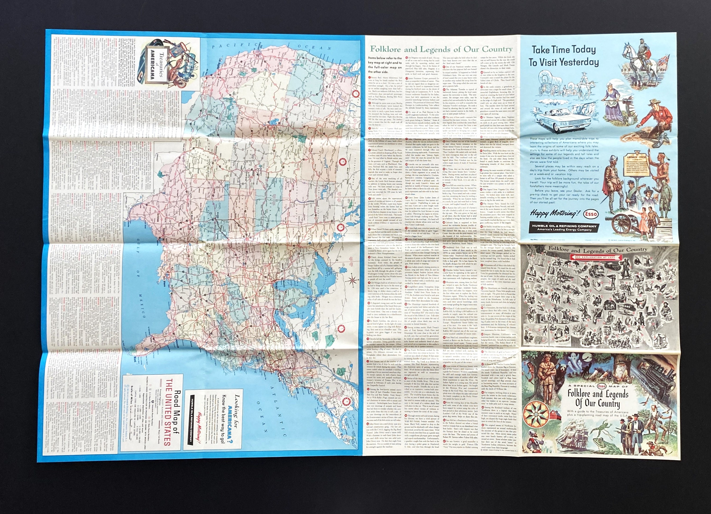 Vintage Map Americana Folklore and Legends of Our Country 1960 - Etsy