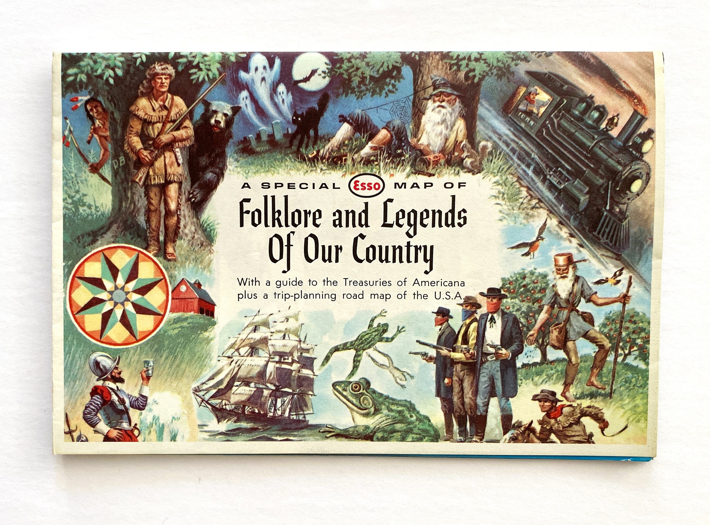 Vintage Map Americana Folklore and Legends of Our Country 1960 - Etsy