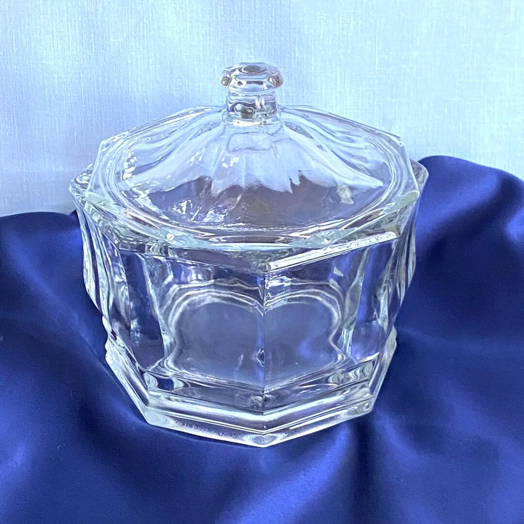 Vintage Covered Octagonal Candy Box From Confections by Indiana Glass ...