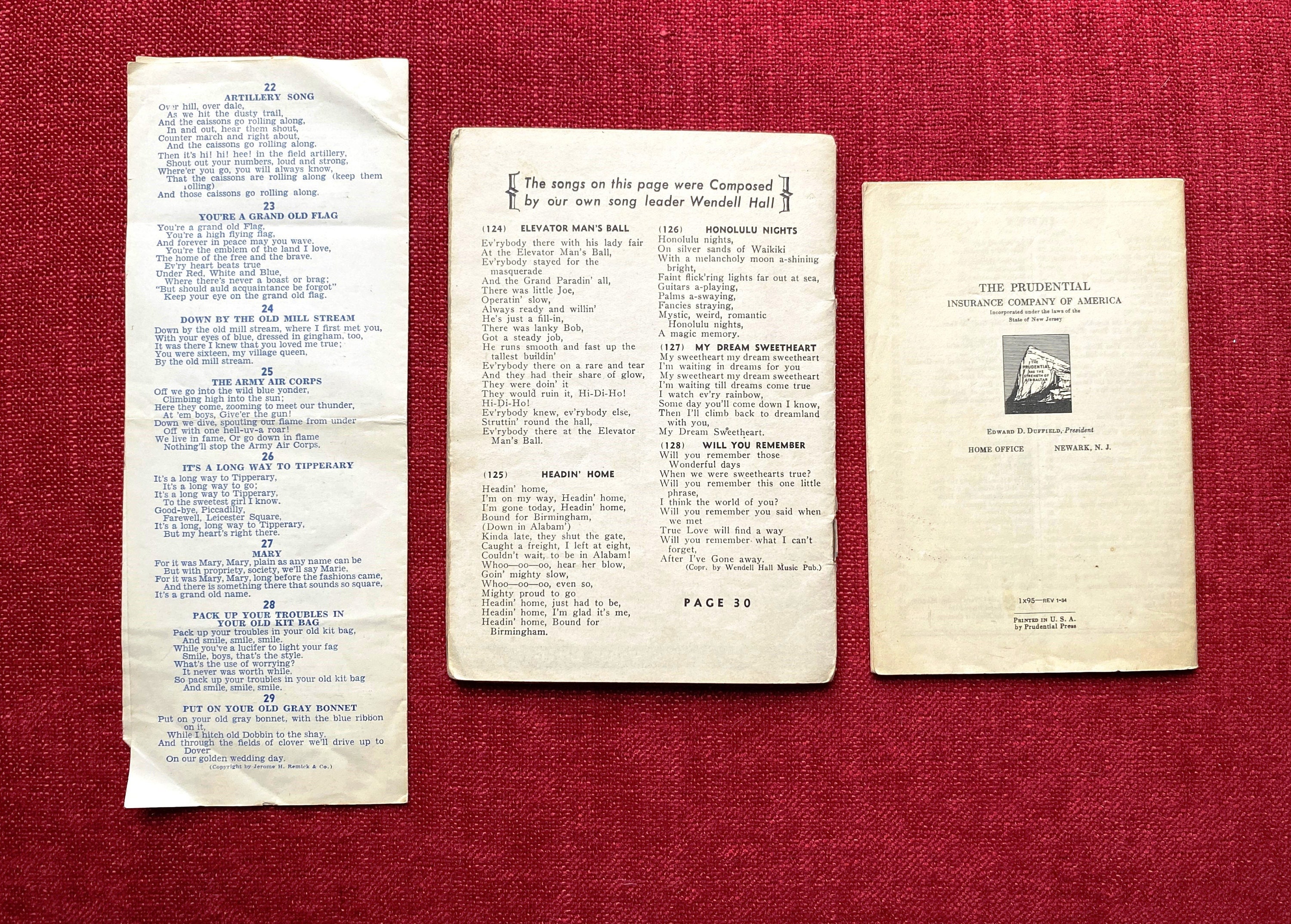Vintage Song Sheets Sing Along 1940s to 1960s PA Dairy and Other ...