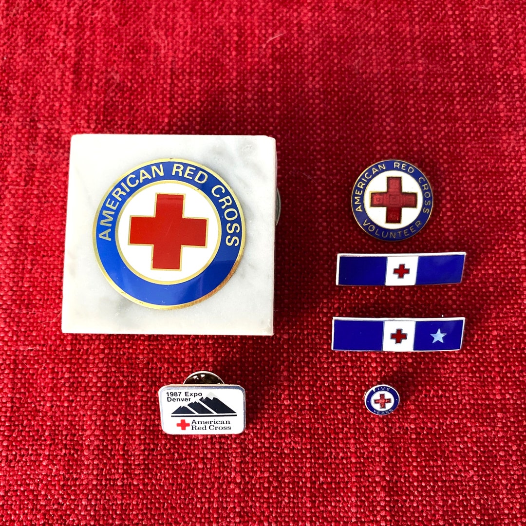 Vintage American Red Cross Enamel Pins and Paperweight - Etsy