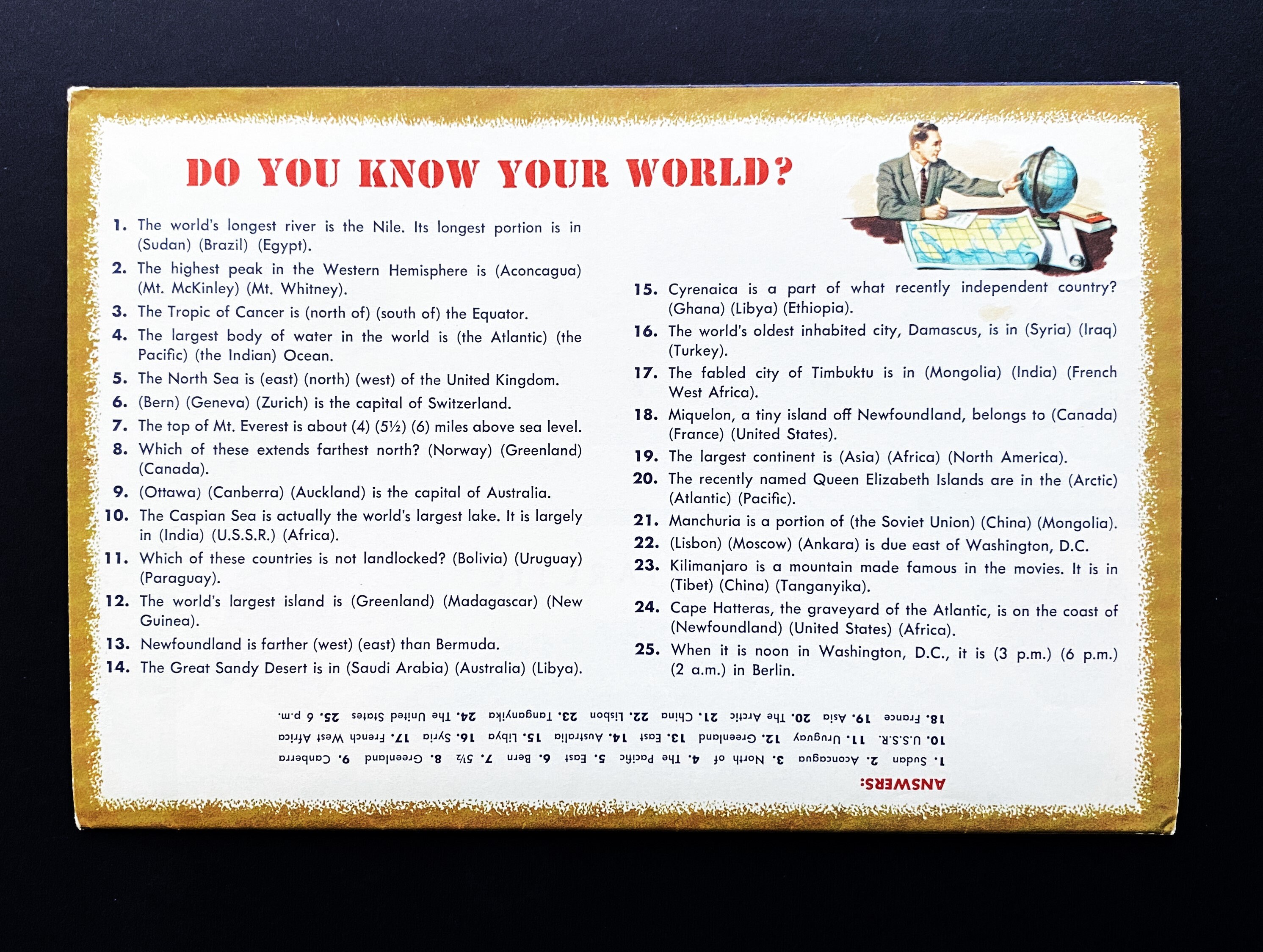Vintage Map Esso Know Your World Map 1958 - Etsy