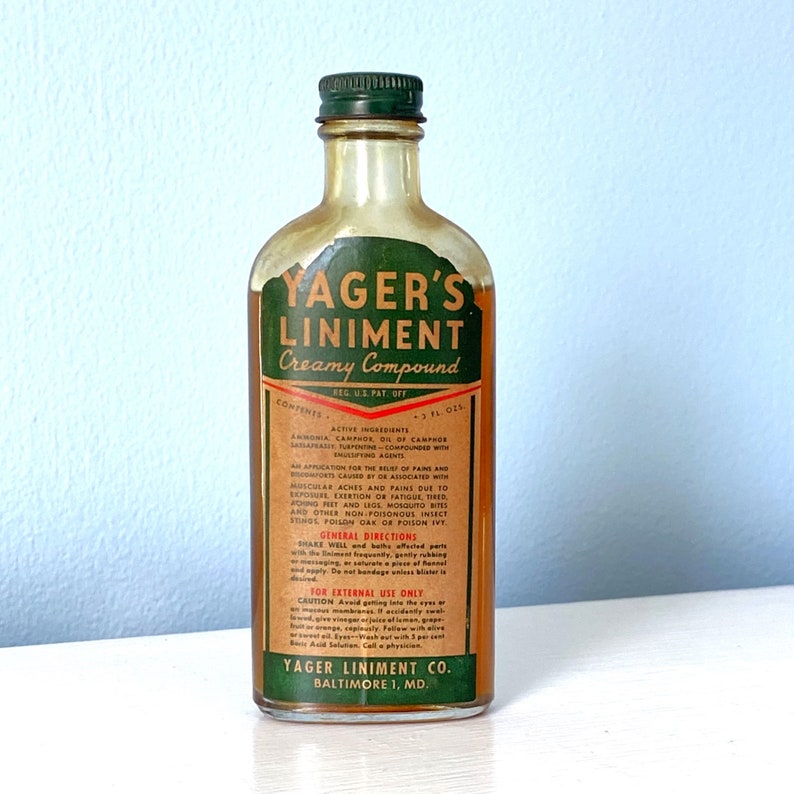 Vintage Bottle Yagers Liniment Made in Baltimore MD - Etsy