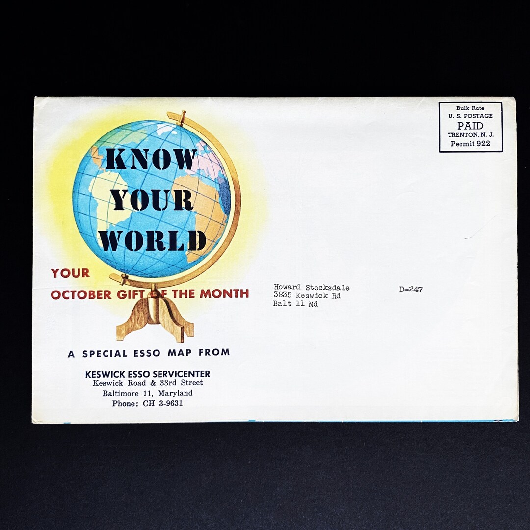 Vintage Map Esso Know Your World Map 1958 - Etsy