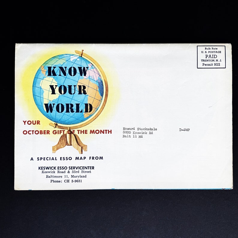 Vintage Map Esso Know Your World Map 1958 - Etsy