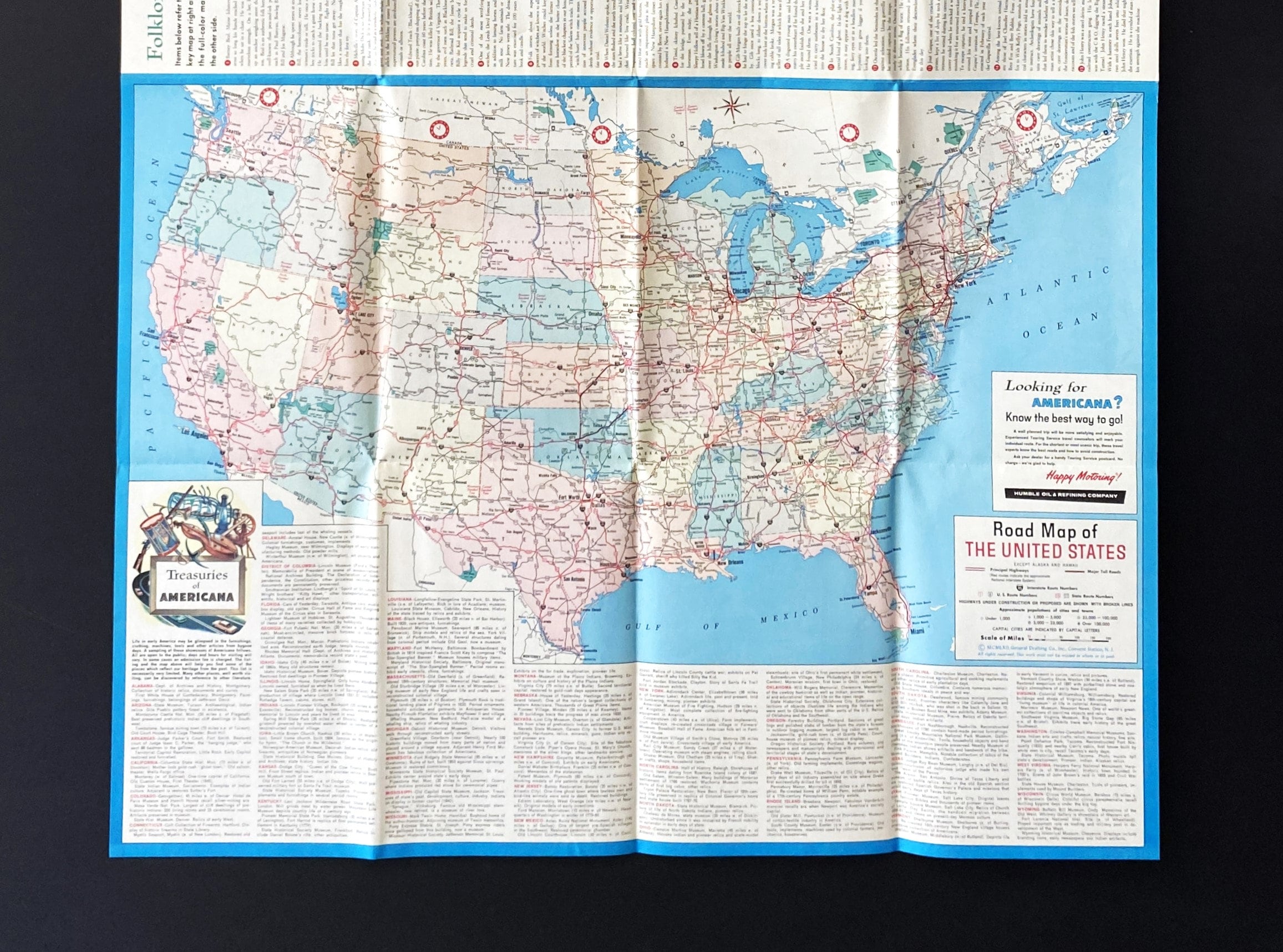 Vintage Map Americana Folklore and Legends of Our Country 1960 - Etsy