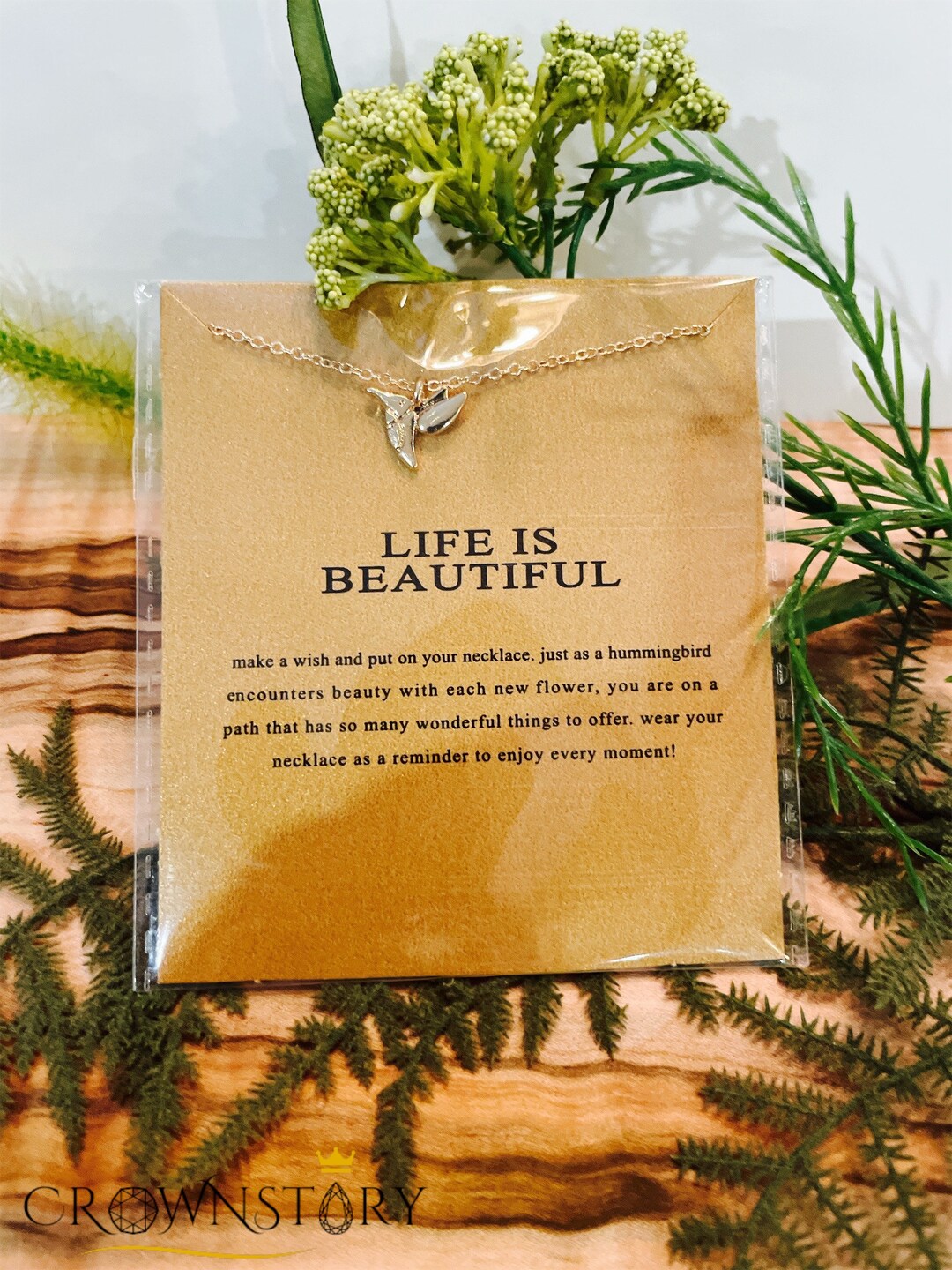 Crownstory Handmade Life is Beautiful Hummingbird Necklace Perfect Gift ...