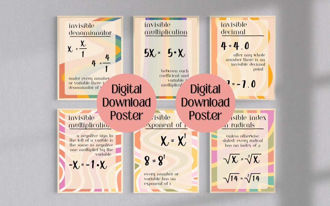 Invisible Math Classroom Posters, Retro Math Posters, High School Math ...