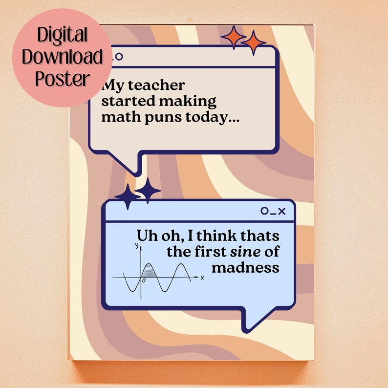 Set of 4 Trigonometry Math Classroom Posters, Retro Math Posters, Funny ...