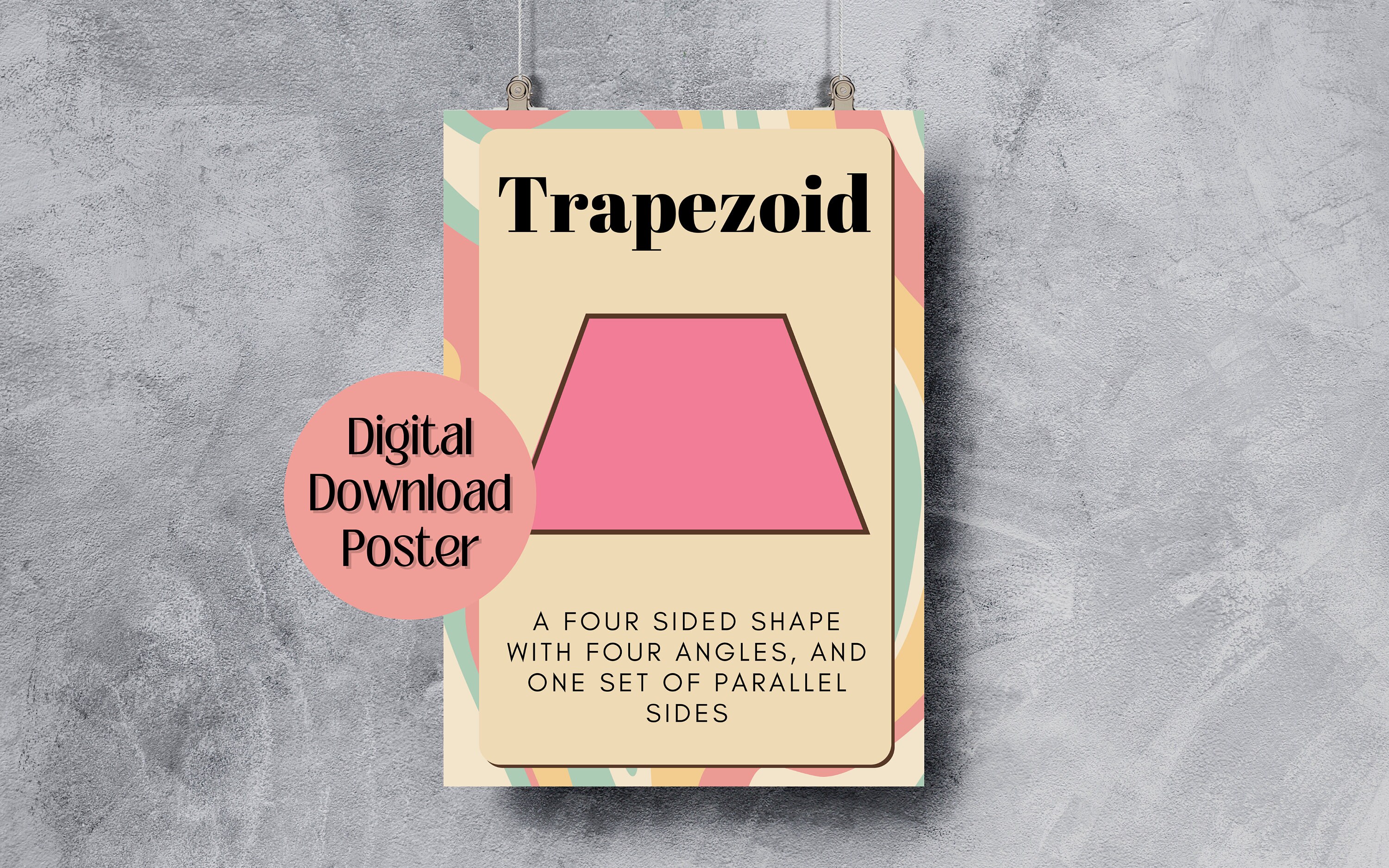 Set 8 Geometric Shapes Classroom Posters Retro Math Posters - Etsy