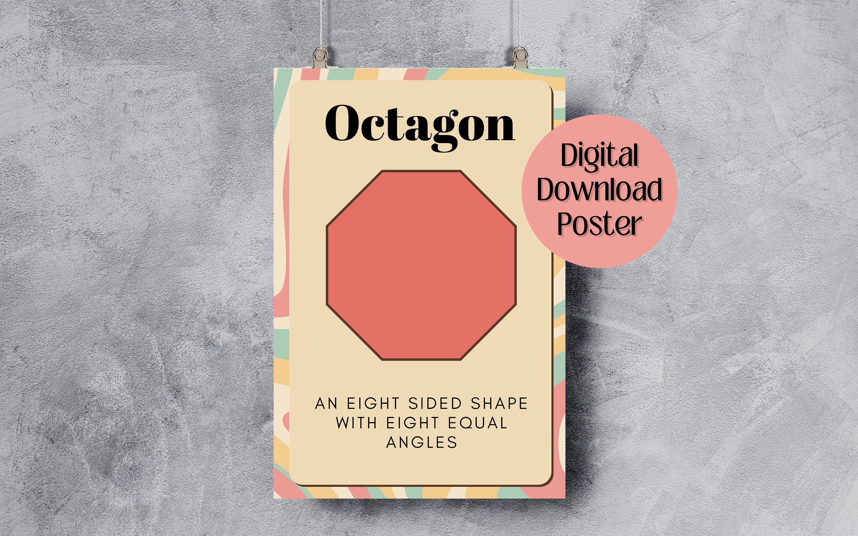 Set 8 Geometric Shapes Classroom Posters Retro Math Posters - Etsy