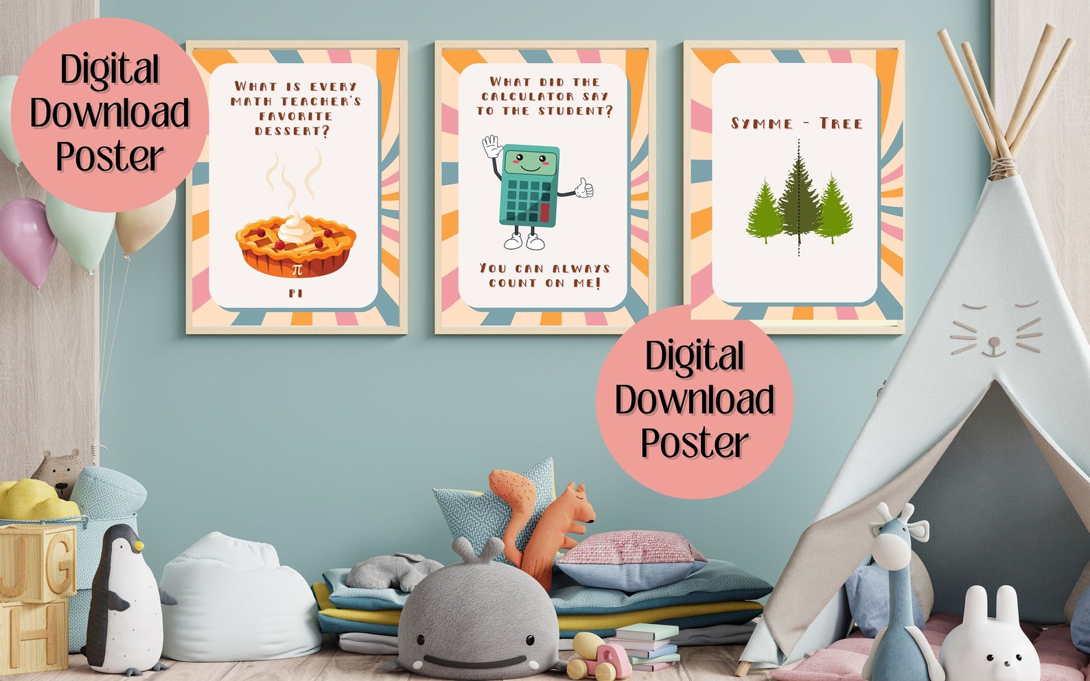 Set of 6 Cute Funny Classroom Posters, Retro Math Posters, High School ...