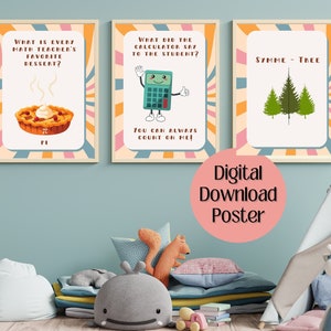 Set of 6 Cute Funny Classroom Posters, Retro Math Posters, High School ...