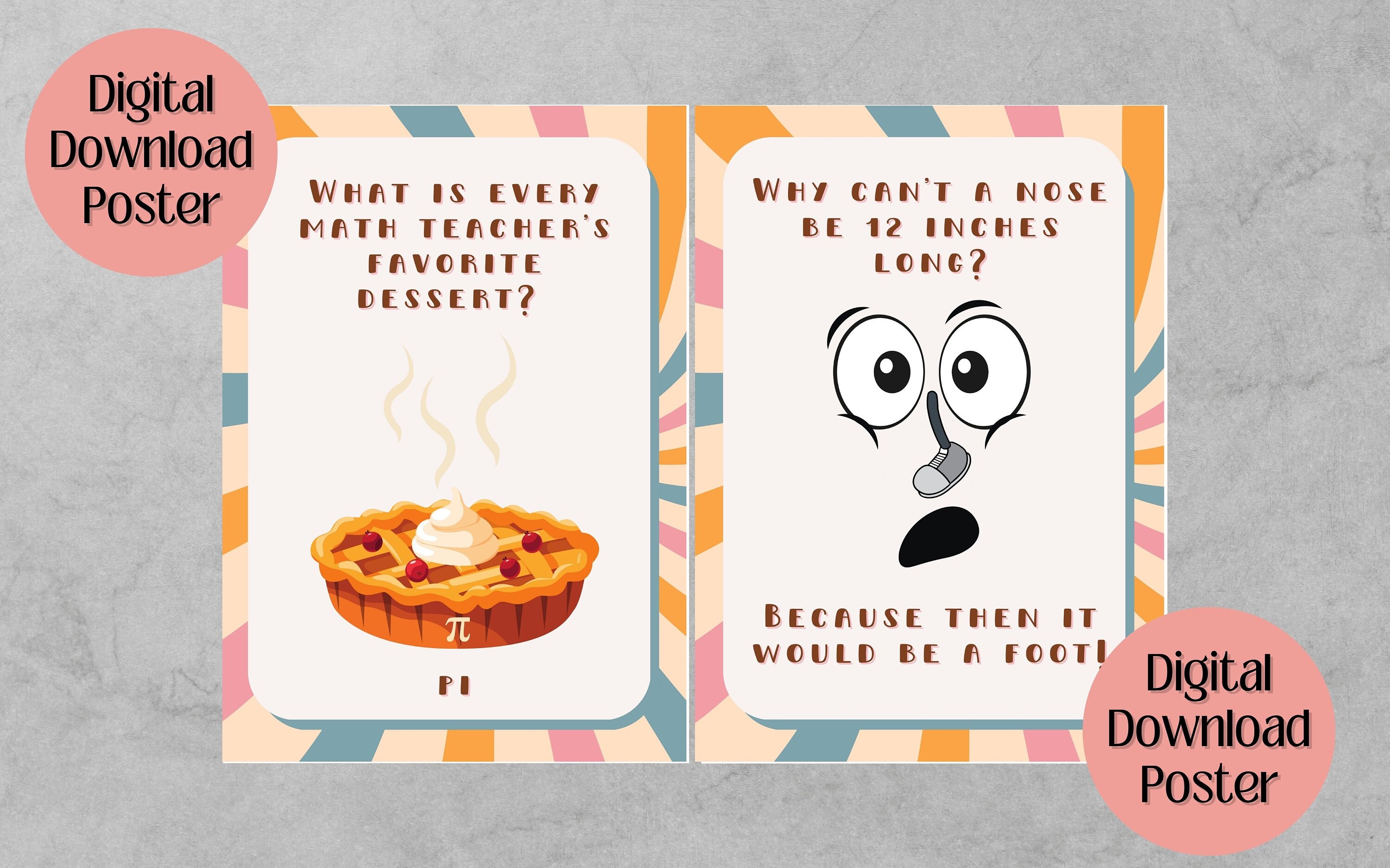 Set of 6 Cute Funny Classroom Posters, Retro Math Posters, High School ...