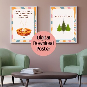 Set of 6 Cute Funny Classroom Posters, Retro Math Posters, High School ...