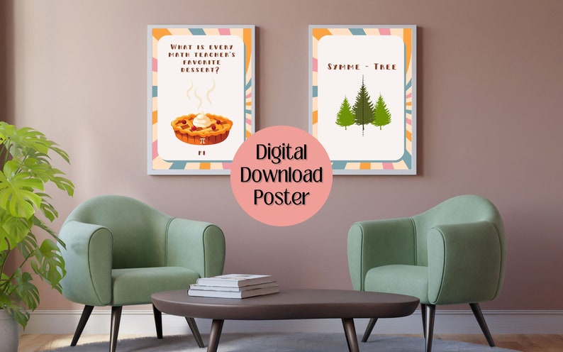 Set of 6 Cute Funny Classroom Posters, Retro Math Posters, High School ...