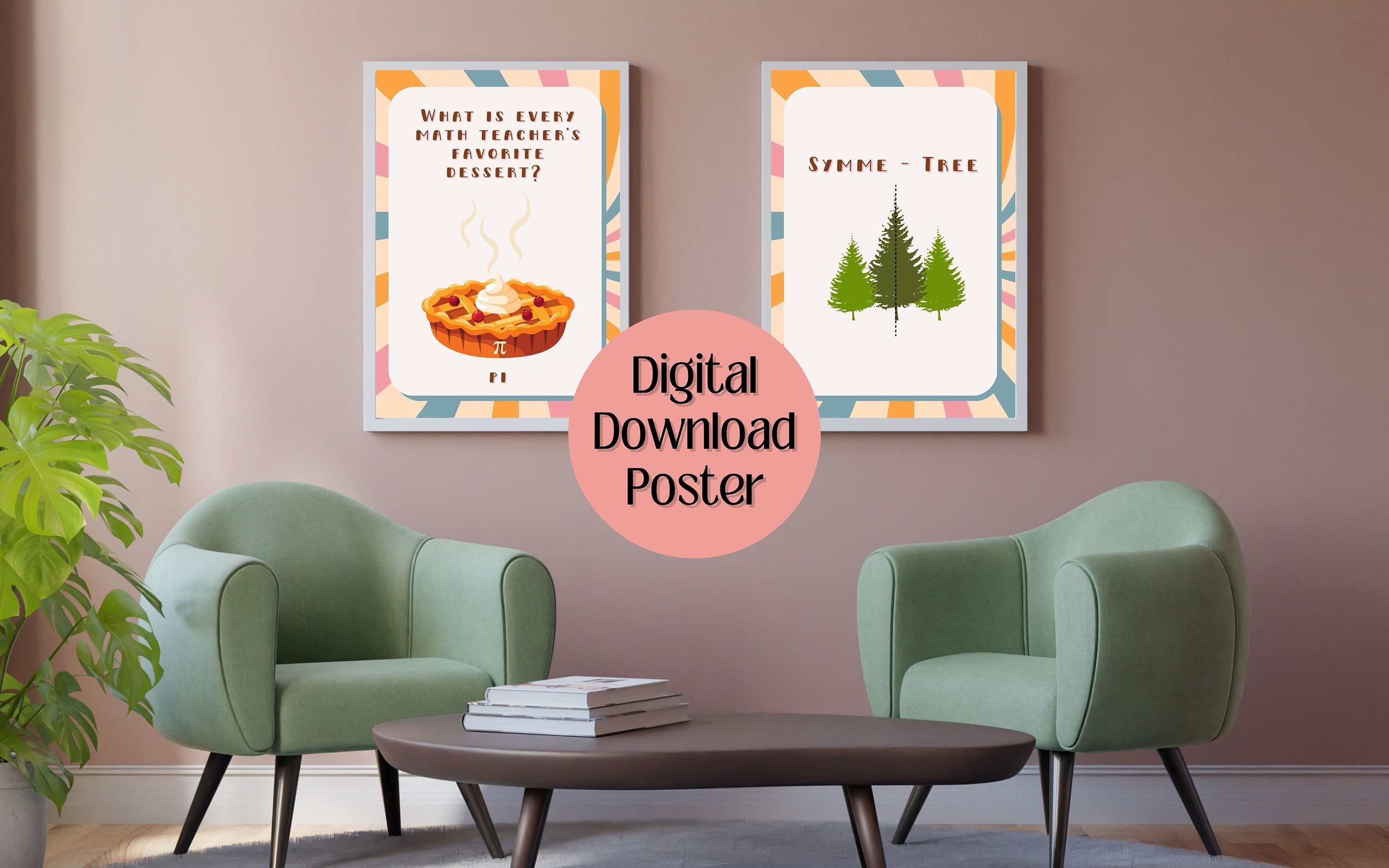 Set of 6 Cute Funny Classroom Posters, Retro Math Posters, High School ...
