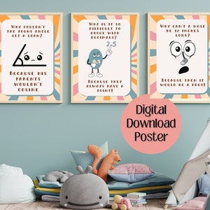 Set of 6 Cute Funny Classroom Posters, Retro Math Posters, High School ...