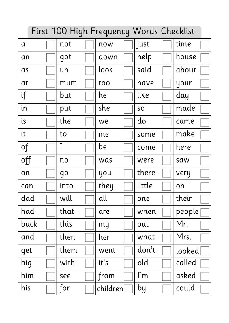 First 100 High Frequency Practice Worksheets for Reception | Tricky ...