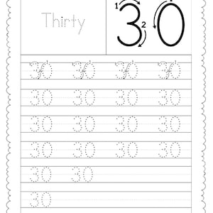 Numbers Tracing Worksheets 21-50: EYFS Preschool Printable - Etsy