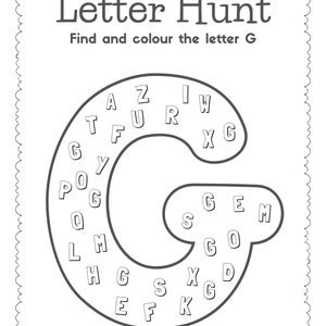 26 Letter Hunt Alphabet Worksheets | Printable ABC Colouring | Nursery ...