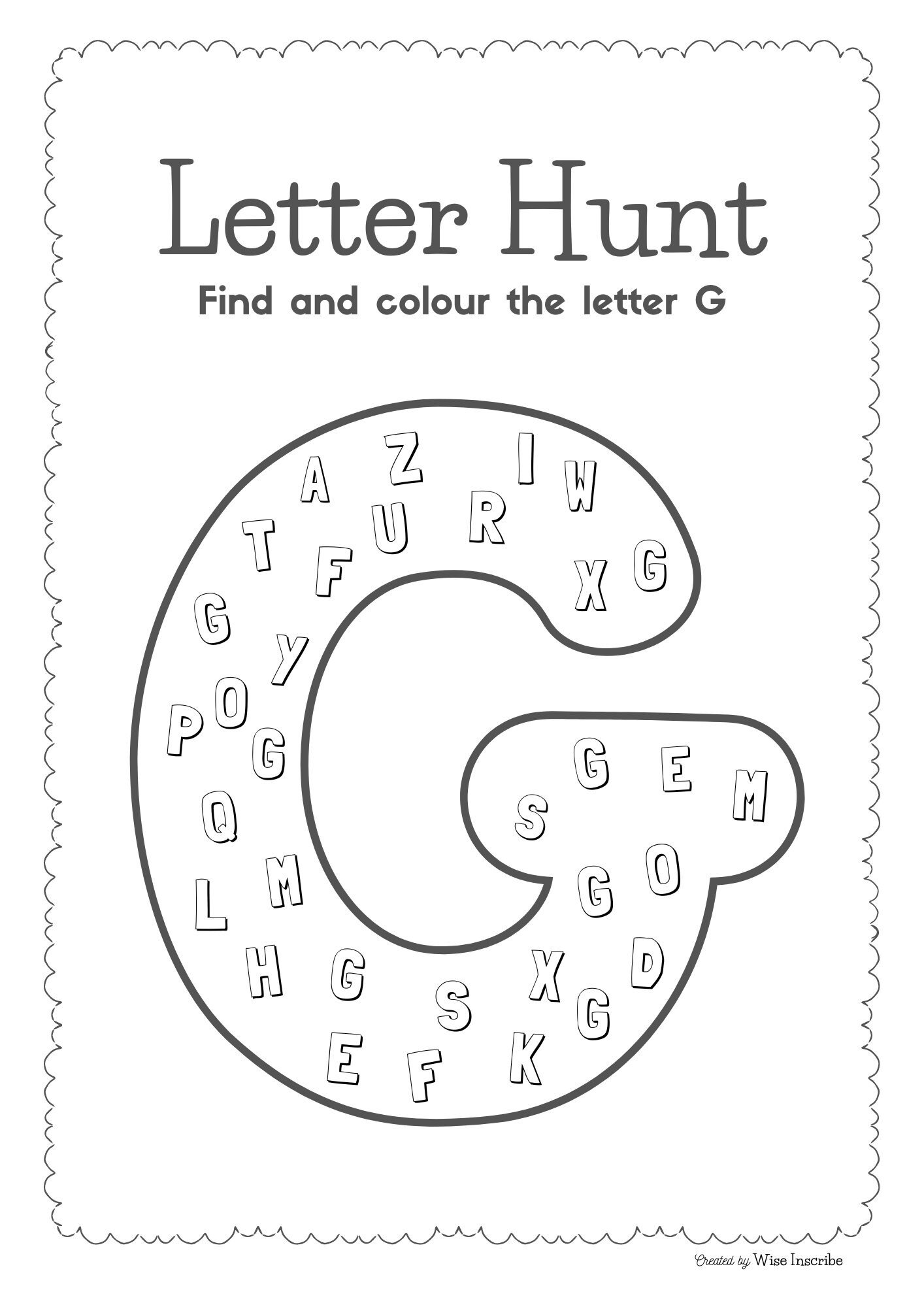26 Letter Hunt Alphabet Worksheets Printable ABC Colouring Nursery EYFS ...
