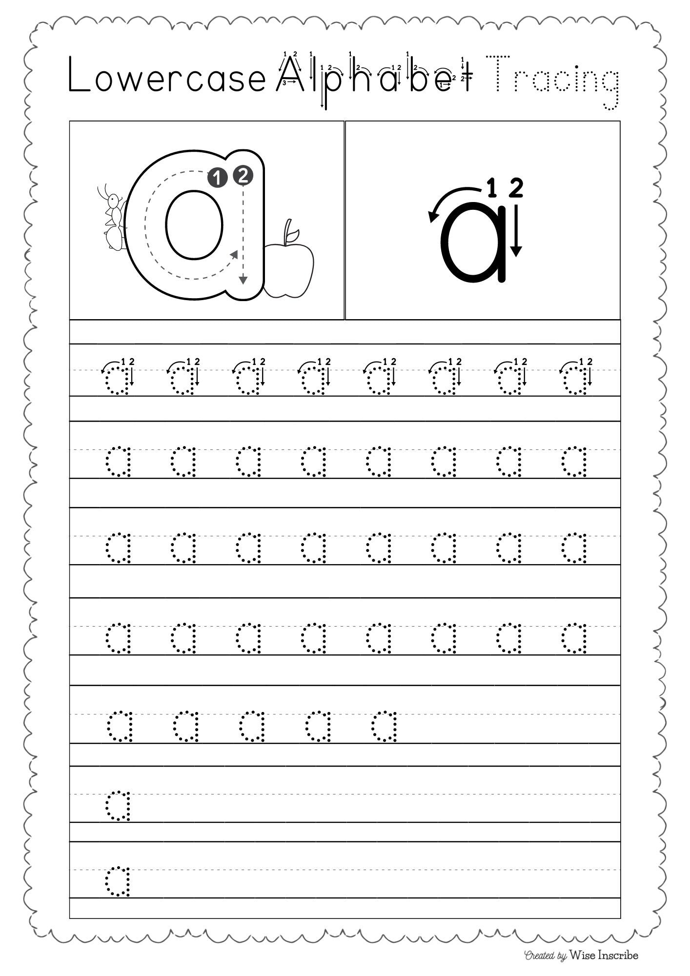 26 Printable Lowercase Alphabet Tracing Worksheets | Nursery EYFS ...