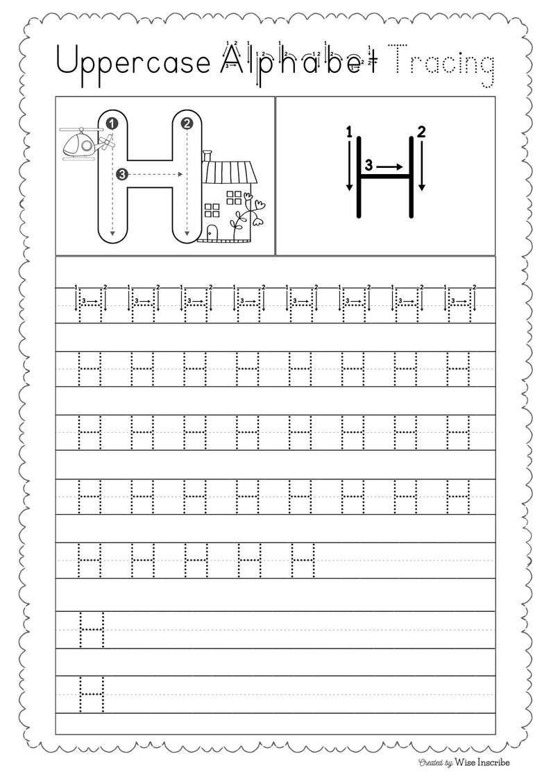 Alphabet Tracing Worksheets | Uppercase ABC Practice (printable) - Etsy