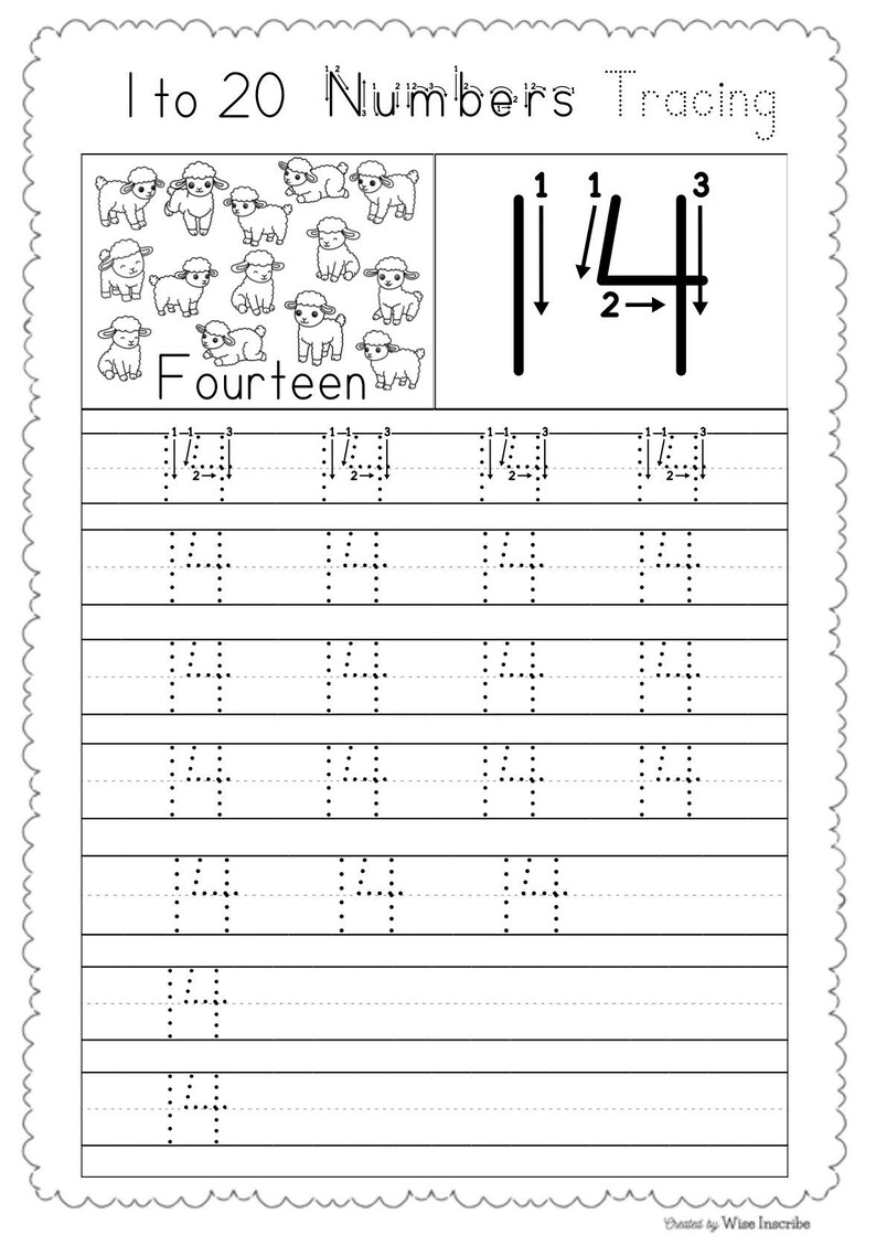 Numbers Tracing Worksheets 1-20: EYFS Preschool Printable - Etsy