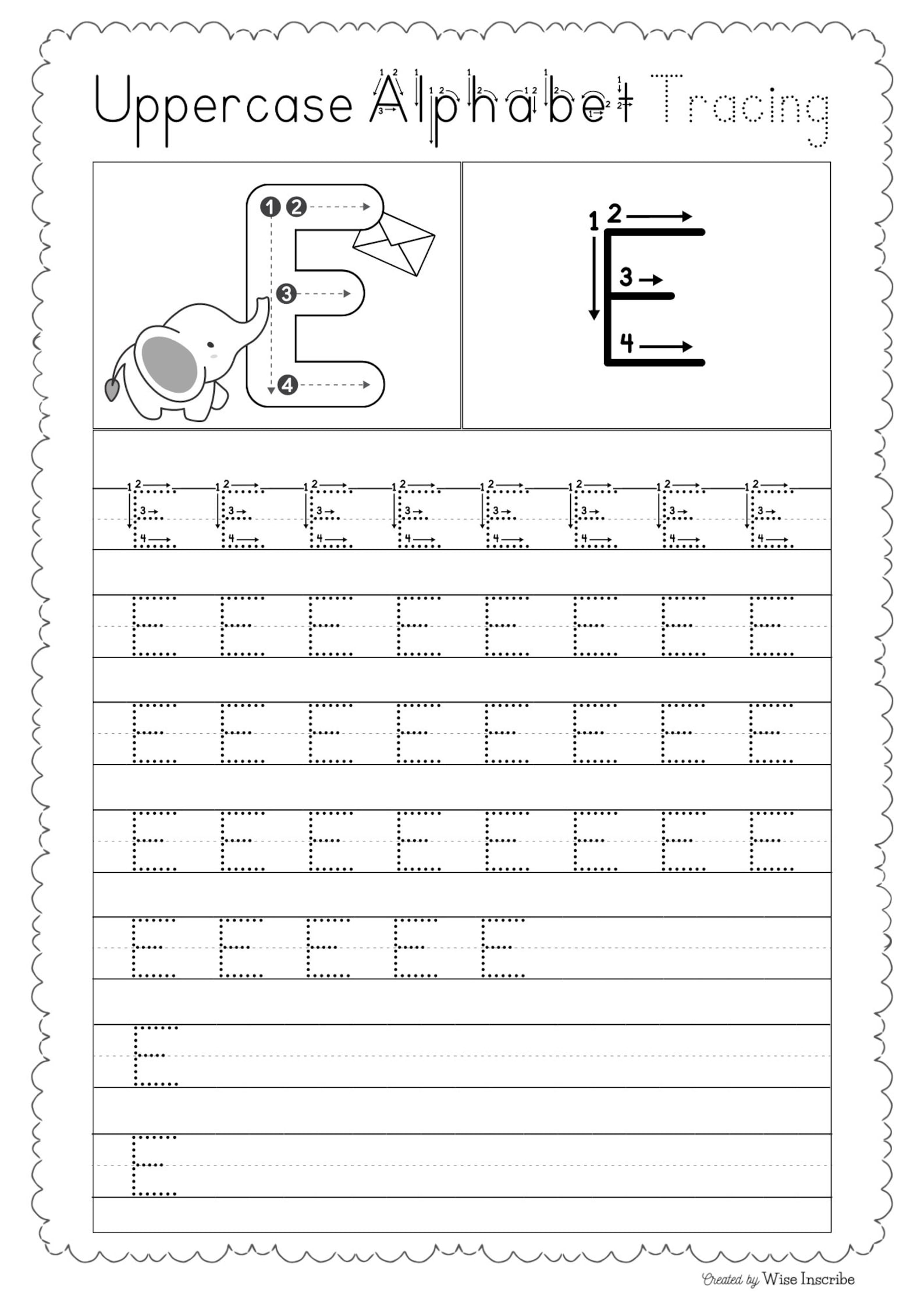 Alphabet Tracing Worksheets | Uppercase ABC Practice (printable) - Etsy