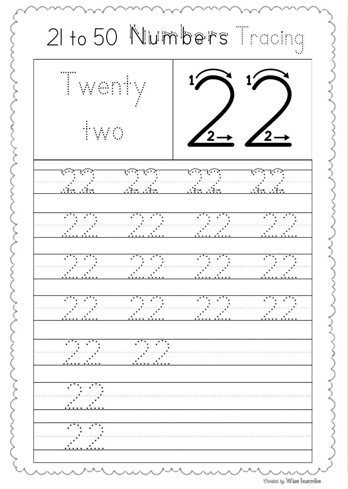 Numbers Tracing Worksheets 21-50: EYFS Preschool Printable - Etsy