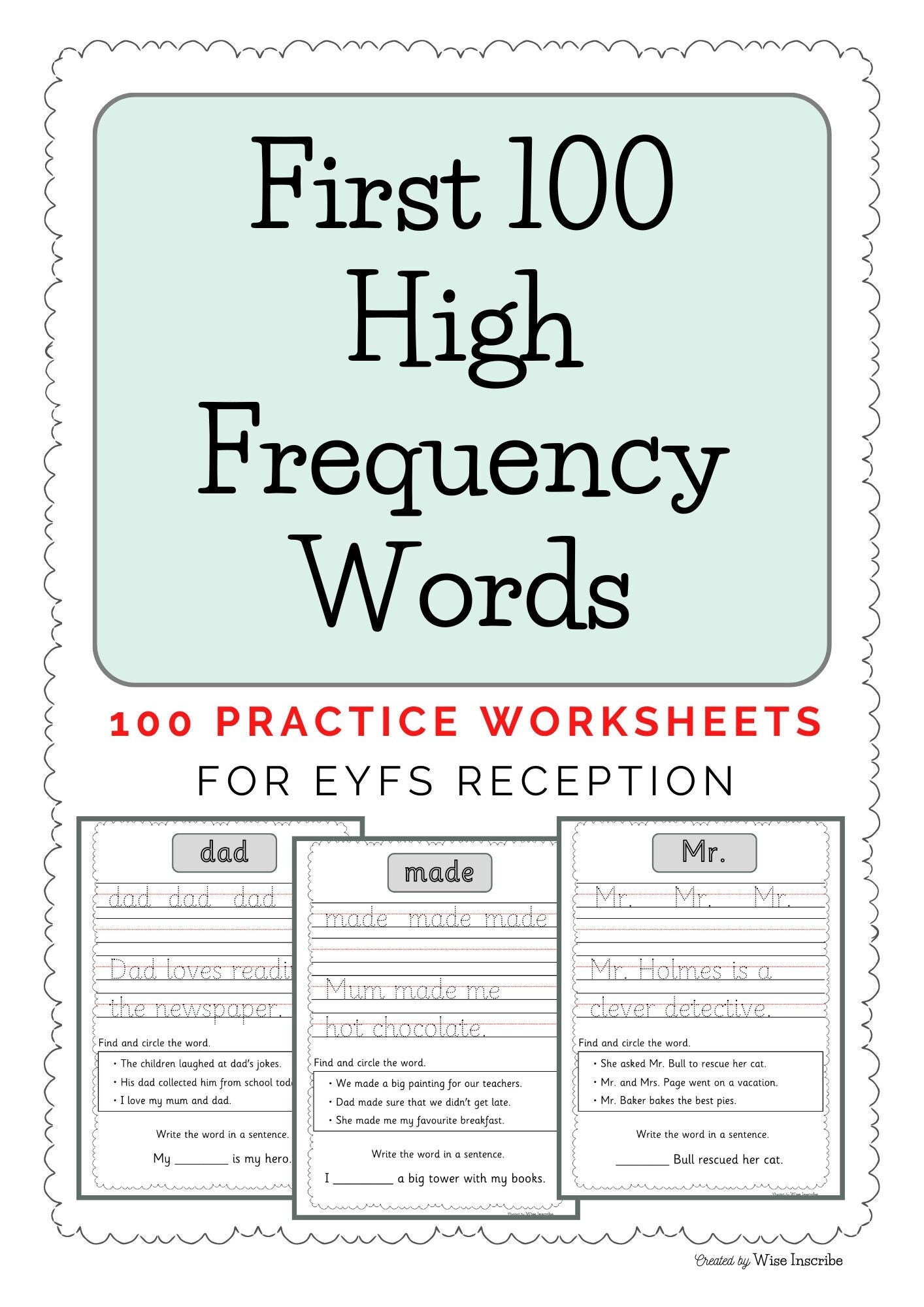 First 100 High Frequency Practice Worksheets for Reception | Tricky ...