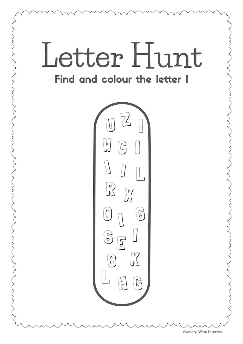 26 Letter Hunt Alphabet Worksheets Printable ABC Colouring Nursery EYFS ...