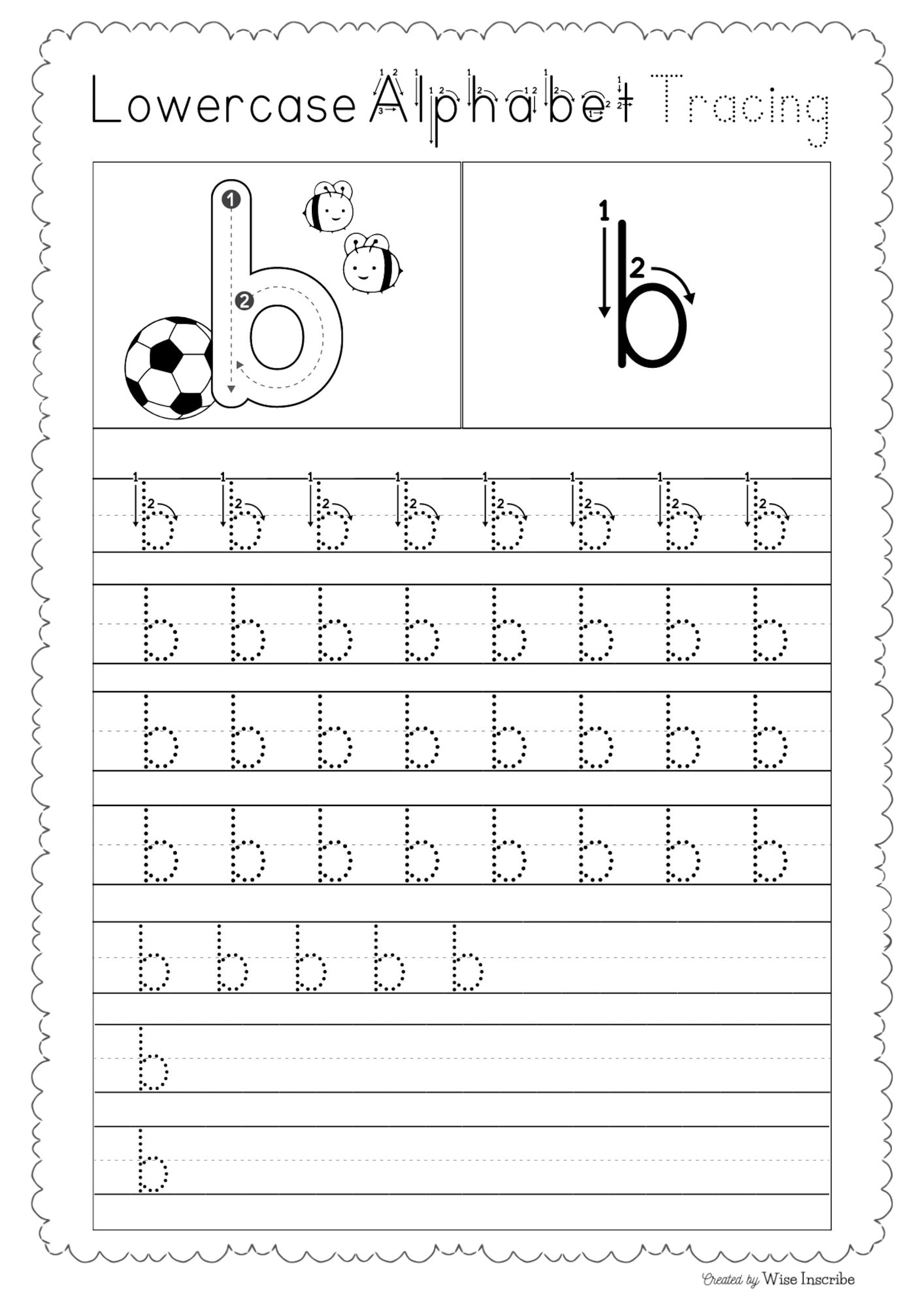 26 Printable Lowercase Alphabet Tracing Worksheets | Nursery EYFS ...