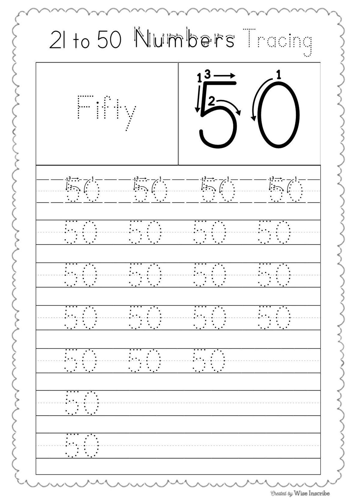 Numbers Tracing Worksheets 21-50: EYFS Preschool Printable - Etsy