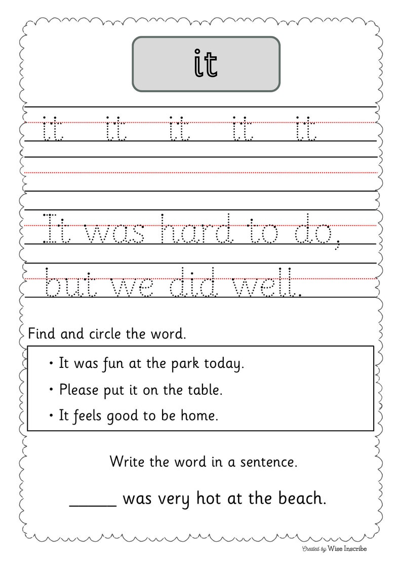 High Frequency Words Practice Worksheets | EYFS Handwriting (printable ...