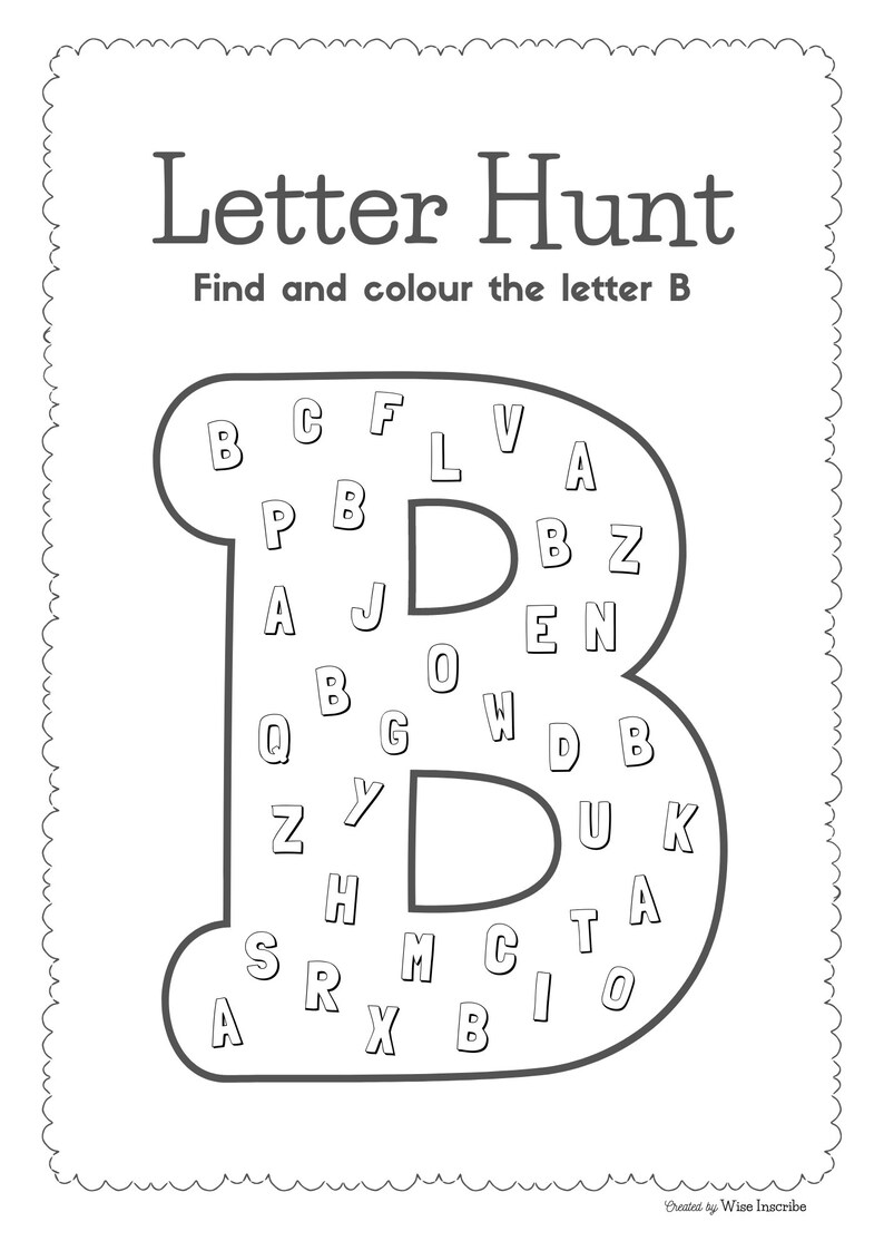 26 Letter Hunt Alphabet Worksheets Printable ABC Colouring Nursery EYFS ...